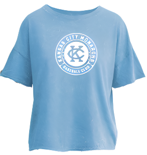 Women's- Light Blue Badge Tee – Kansas City Monarchs Baseball